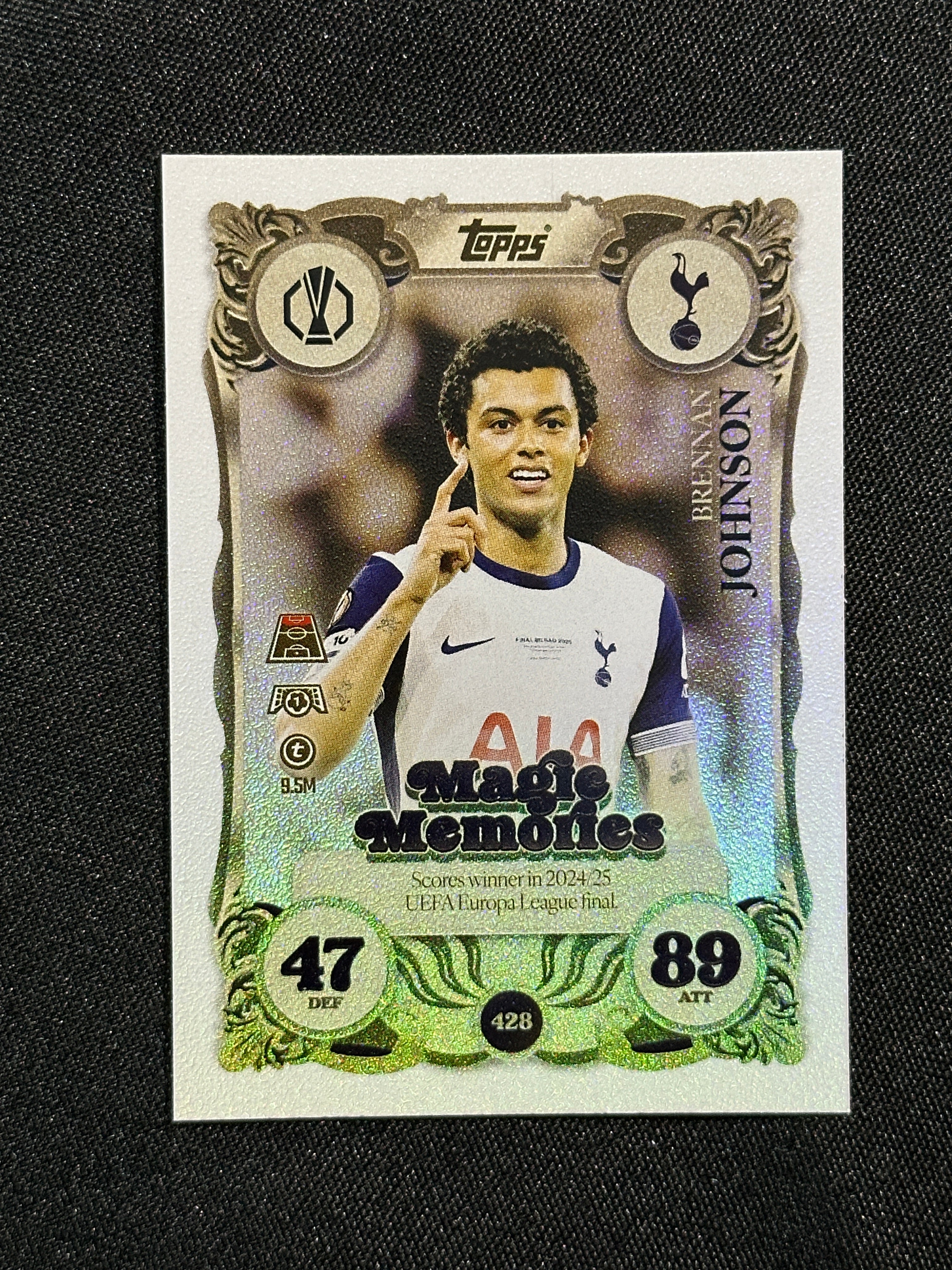 428 Brennan Johnson Tottenham Hotspur Magic Memories - Topps Match Att ...