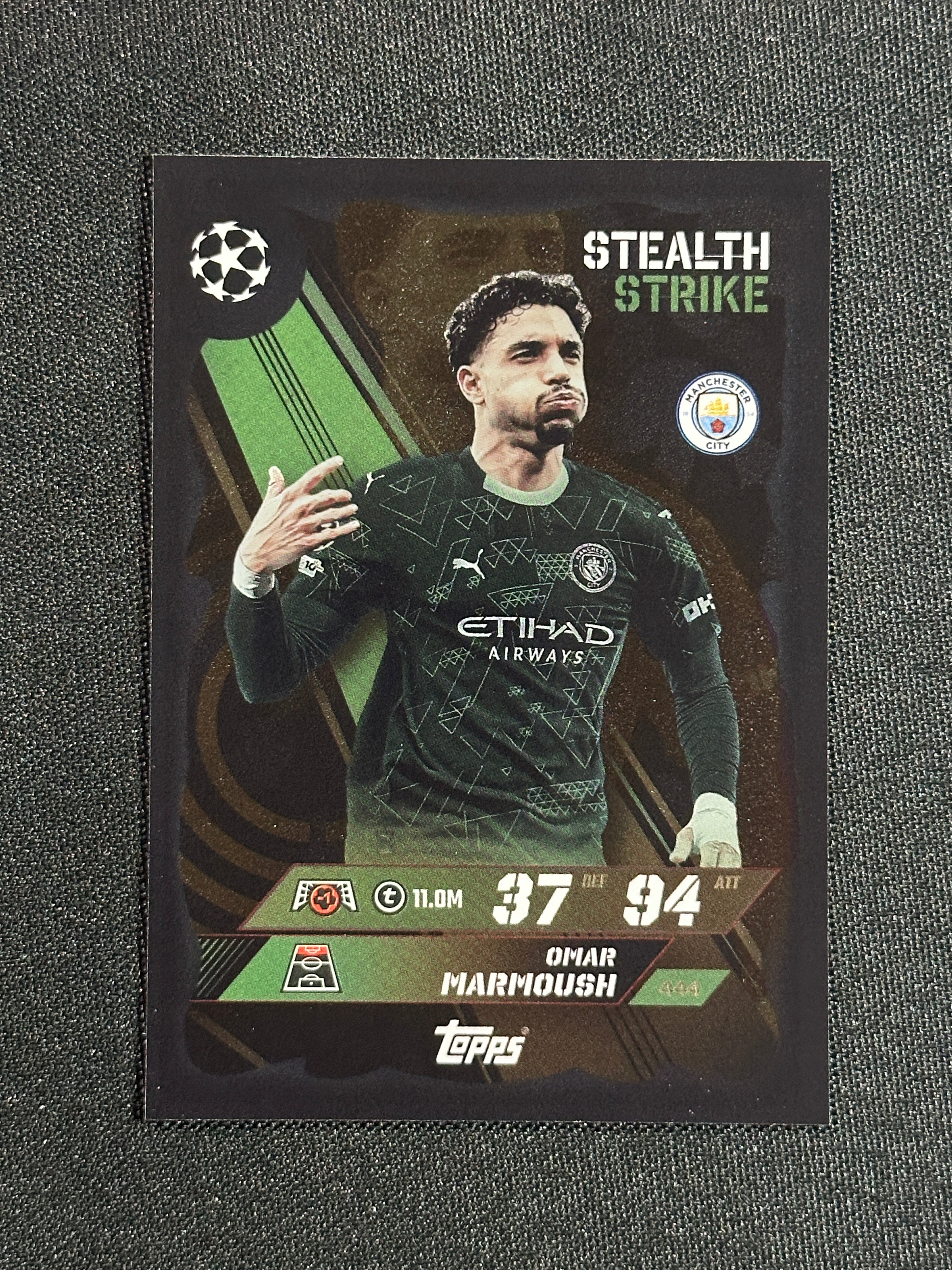 444 Omar Marmoush Manchester City Stealth Strike - Topps Match Attax 2 ...