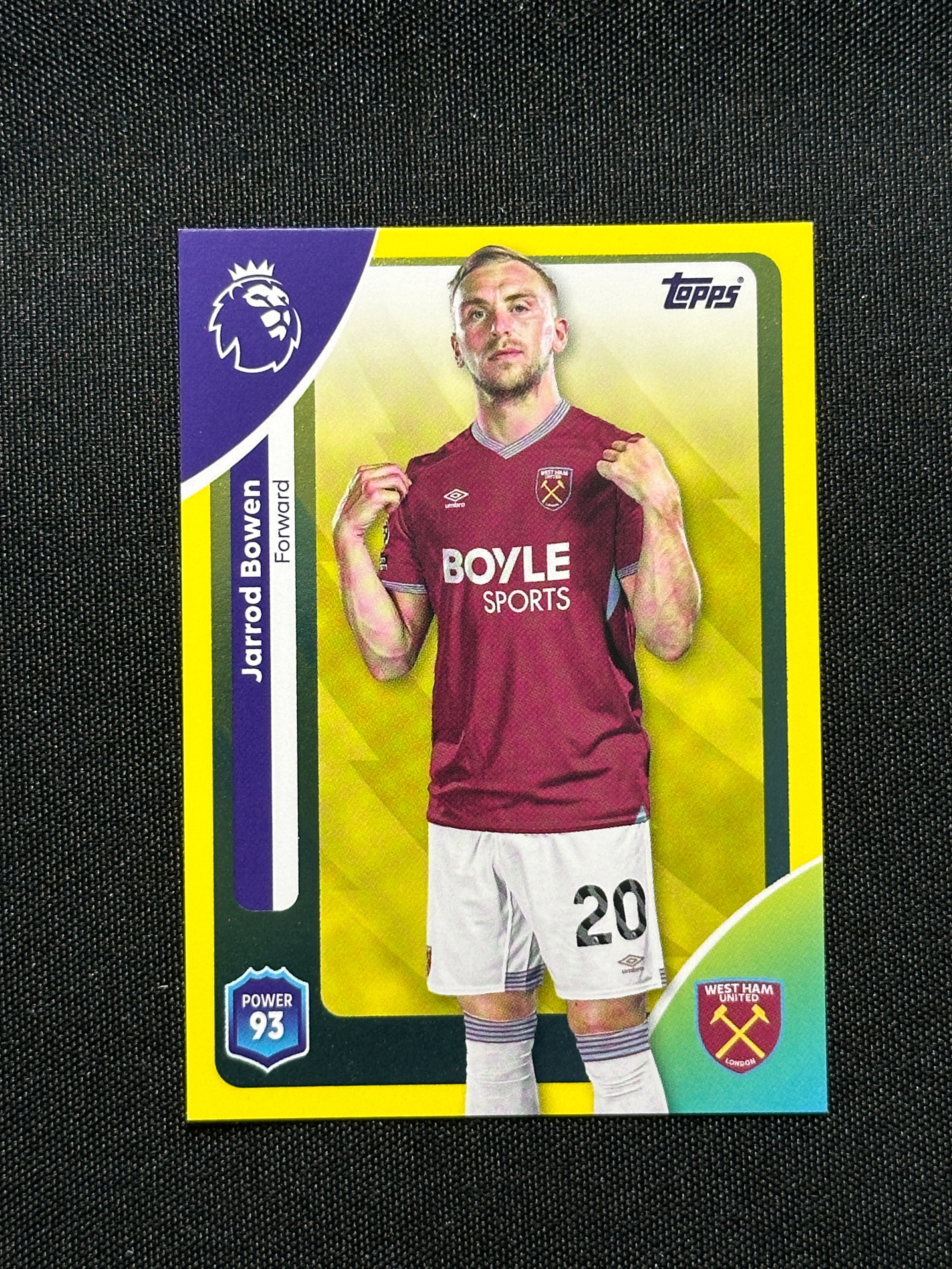 Jarrod Bowen Yellow Parallel Base - Topps Premier League 2026 ...